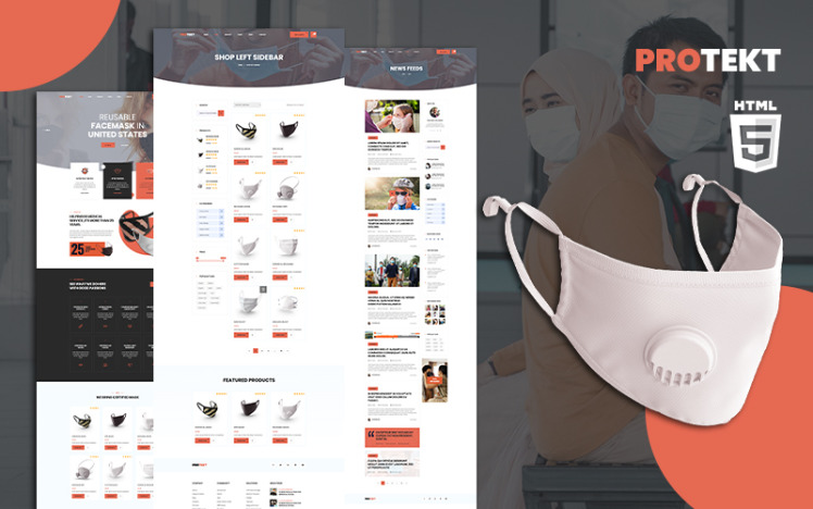 Protekt Medical Face Mask Store HTML5 Website Template #151221