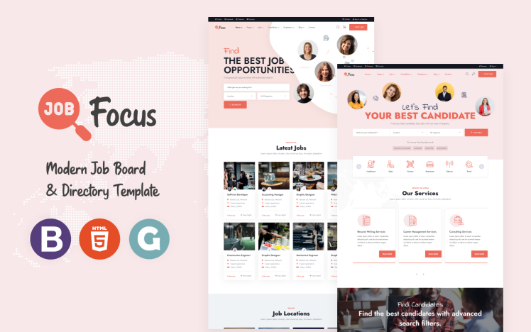 JobFocus - Job Board HTML5 Website Template #165529