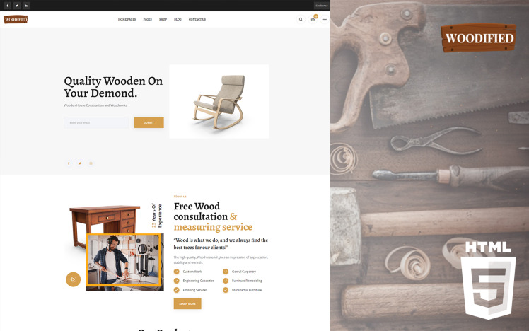Woodified - Carpentry HTML Website Template #176326