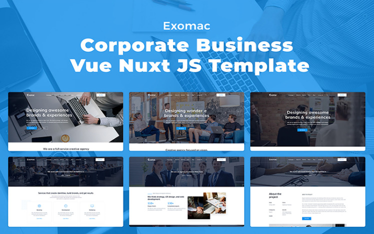 Exomac – Corporate Business Vue Nuxt JS Website Template #177608