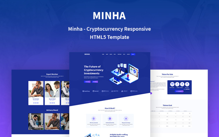 Minha - Cryptocurrency Responsive Website Template #195269