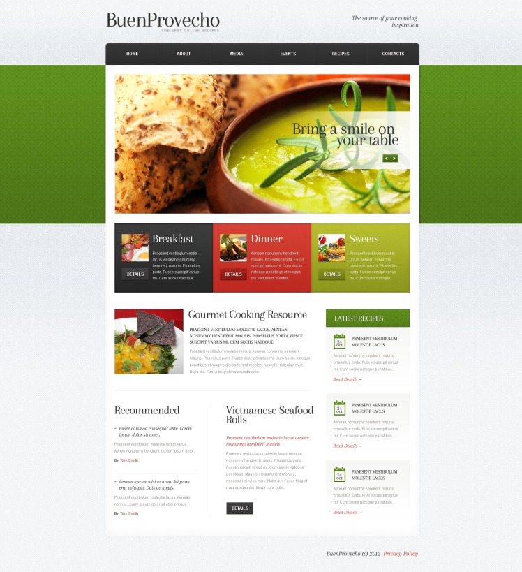Free Cooking Recipe WordPress Layout & Website Template #196631