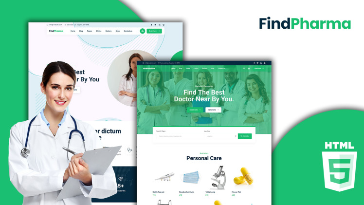Find-pharma Pharmacy and Medical Store HTML5 Website Template #197788
