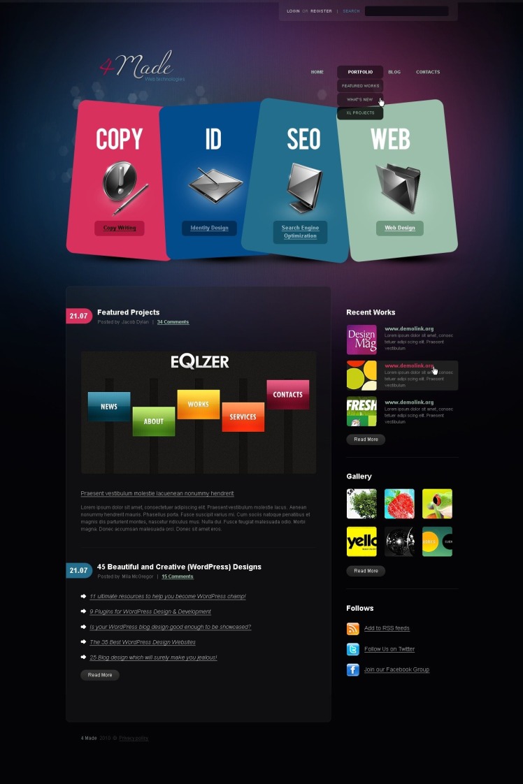 Free Colorful Web Development WordPress Layout #199106