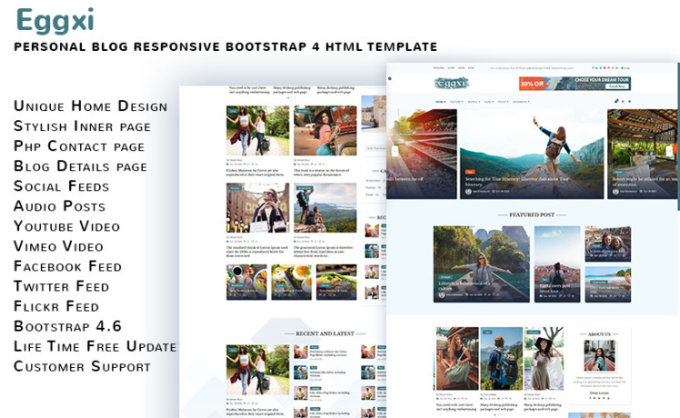 Eggxi Personal Blog HTML5 Template #199906