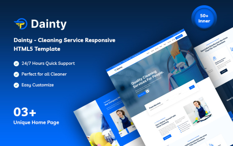 Dainty – Cleaning Service Responsive Website Template #202279