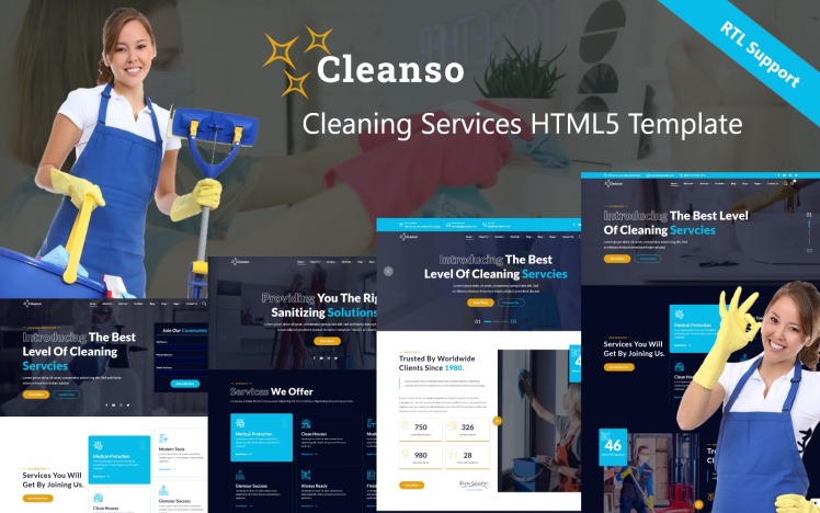 Cleanso - Cleaning Services HTML5 Responsive Bootstrap5 Website Template #205302