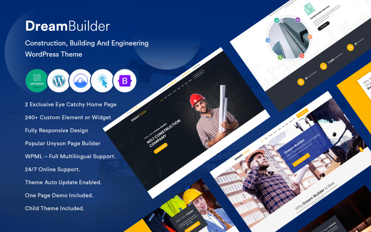 DreamBuilder - Construction, Building And Engineering WordPress Theme #206151
