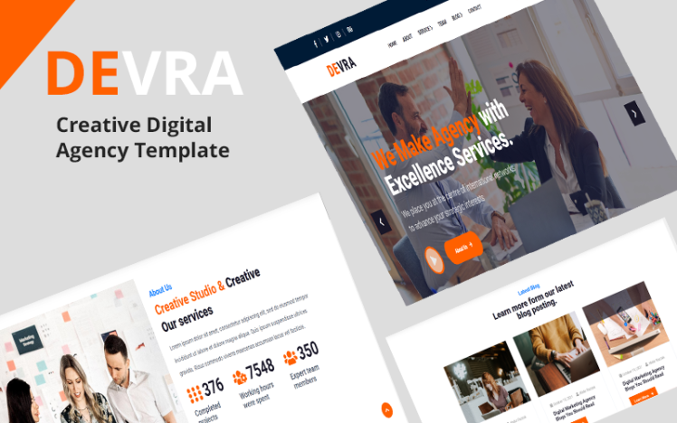 DEVRA - Creative Digital Agency Website Template #209552