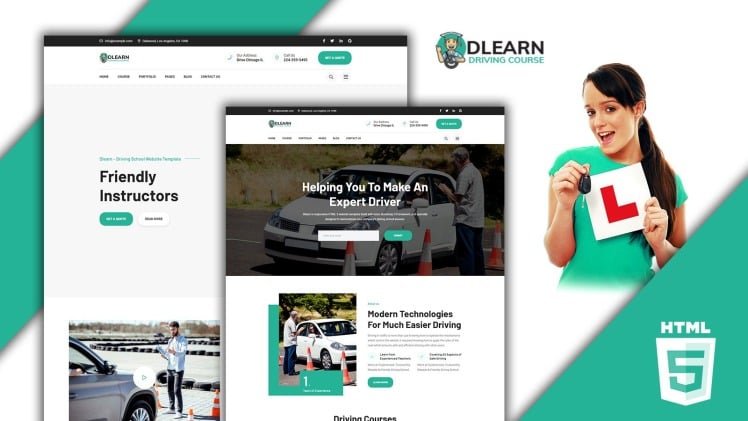 Dlearn Driving Traffic School HTML5 Website Template #220934