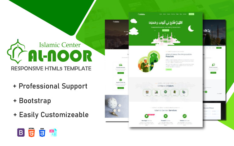 AL-Noor - Islamic Mosque Bootstrap HTML5 Website Template #227797