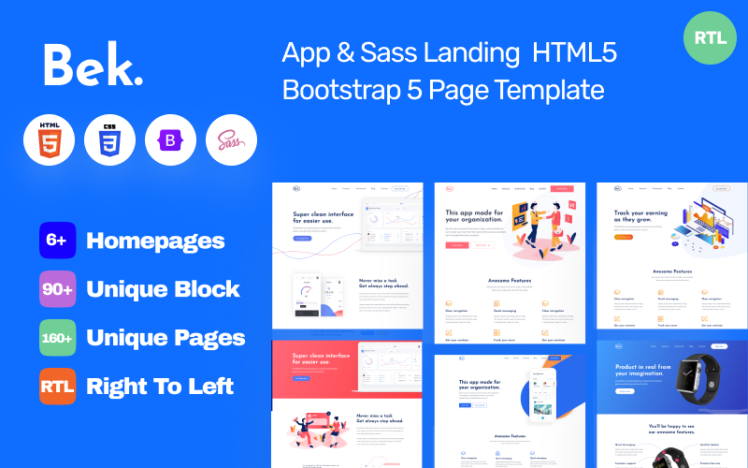 Bek - Saas & Software HTML5 + RTL Template #234093