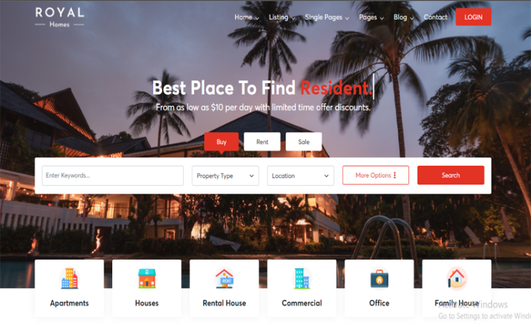 Royal Homes - Real Estate Bootstrap HTML Template #238318