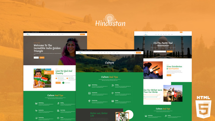 Hindustan India Culture & Festivals HTML5 Website Template #241592