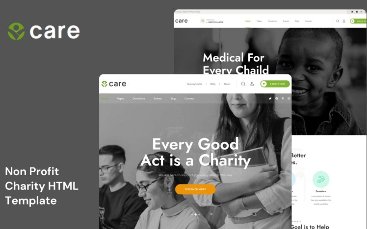 Care - Charity Non Profit Website template #246491