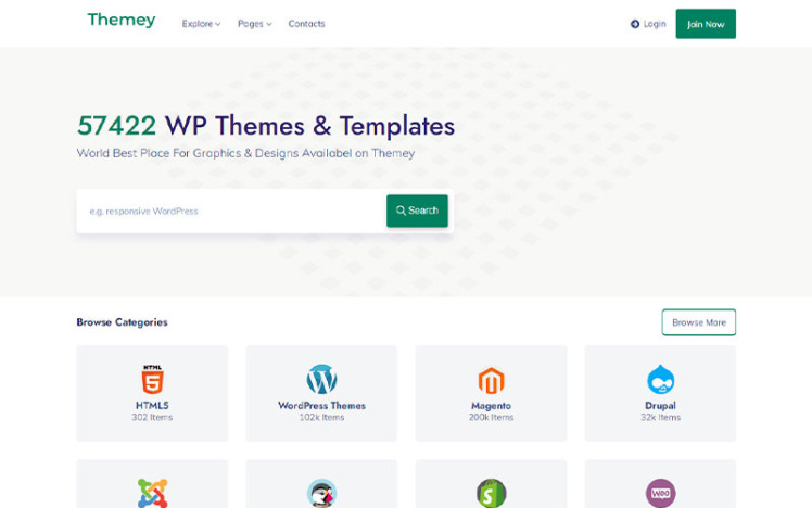 Themey - Digital Products Marketplace Responsive HTML Template #246490