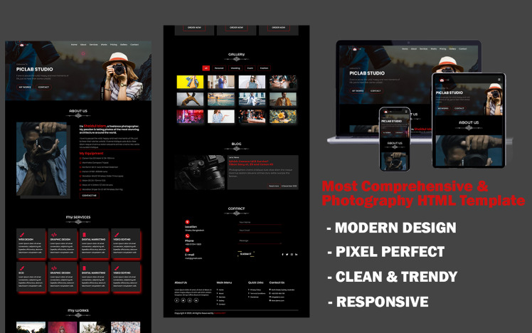 Piclab - Photo Studio & Photography portfolio Template #247995