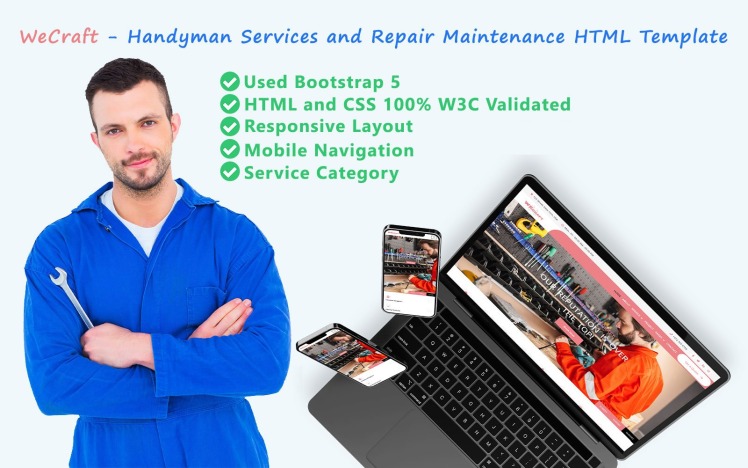 WeCraft - Handyman Services and Repair Maintenance HTML Template #249270
