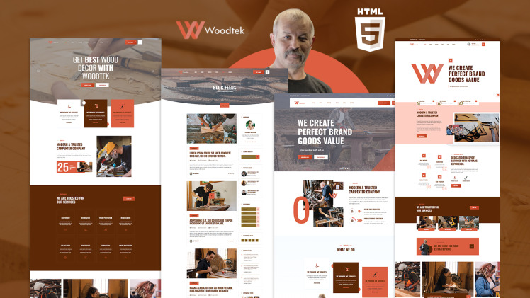 Woodtek Carpenter & Craftsman HTML5 Website Template #252056