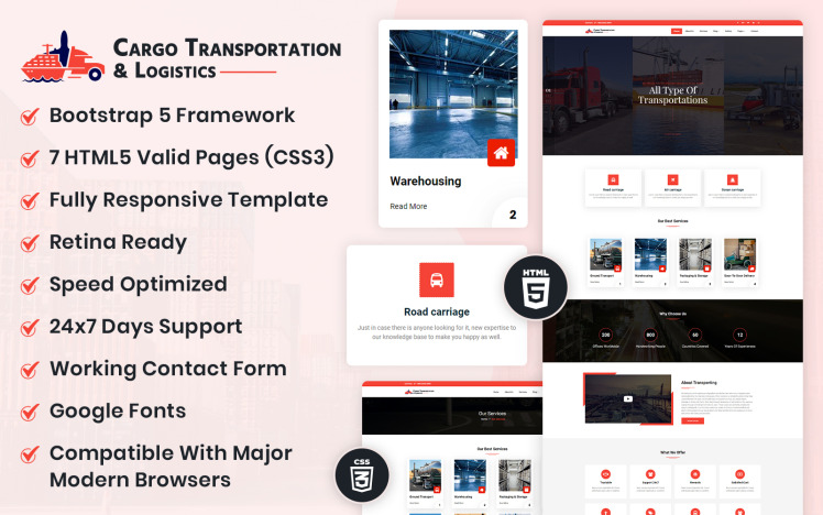 Cargo Transportation & Logistics HTML Template #254220