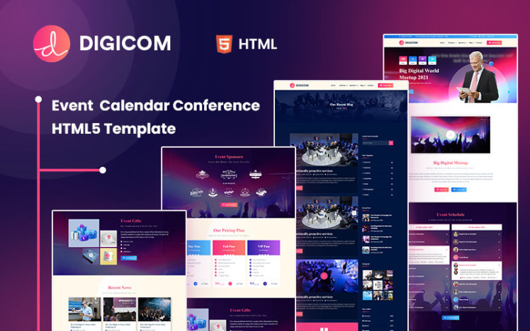 Digicom Event Calendar & Conference HTML5 Template #255988