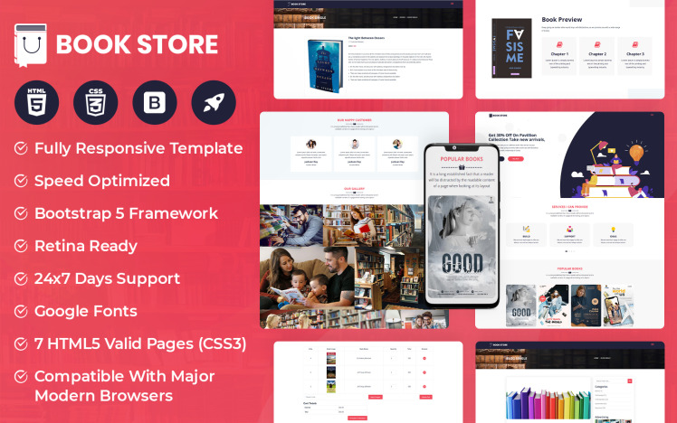 Study Bookstore HTML Responsive Website Template #266477