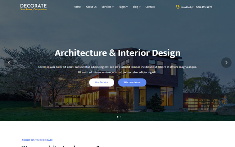 Decorate - Architecture & Interior Website Template #268735