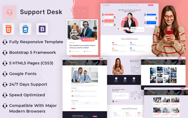 SupportDesk HTML Website Template #270448