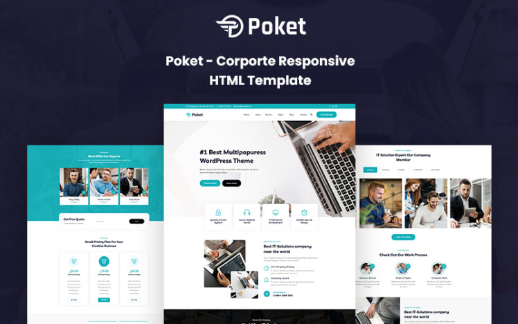 Poket – Corporate Responsive Website Template #275485