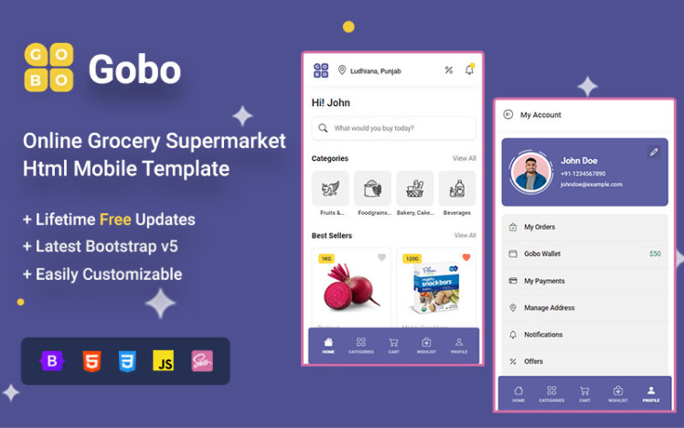 Gobo - Online Grocery Supermarket HTML Mobile Template #288362