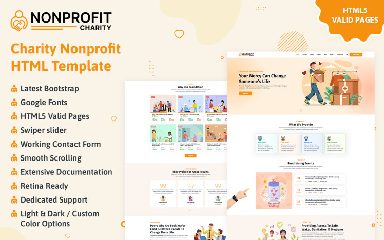 Nonprofit Charity Responsive HTML Template #296500