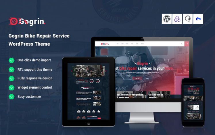 Gogrin - Bike Repair Service WordPress Theme #298666