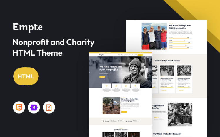 Empte – Poor Nonprofit and Charity Website Template #301215