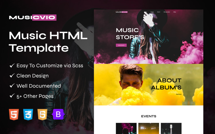 Musicvio - Music Bootstrap HTML5 Website Template #316983