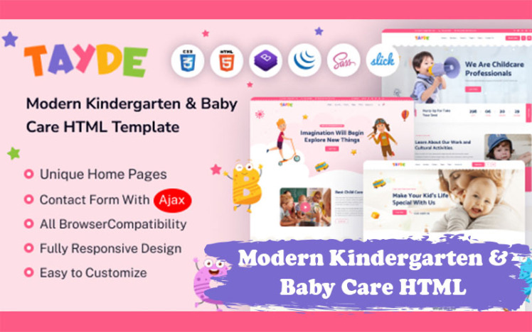 Tayde - Modern Kindergarten and Baby Care HTML Template #325715