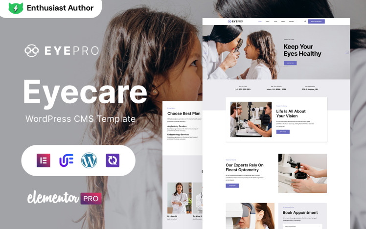 Eyepro - Eye Care Optometrist WordPress Elementor Theme #381597