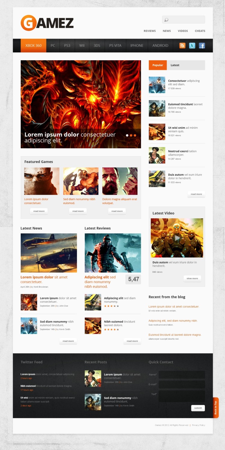 Game Portal Website Template #40905