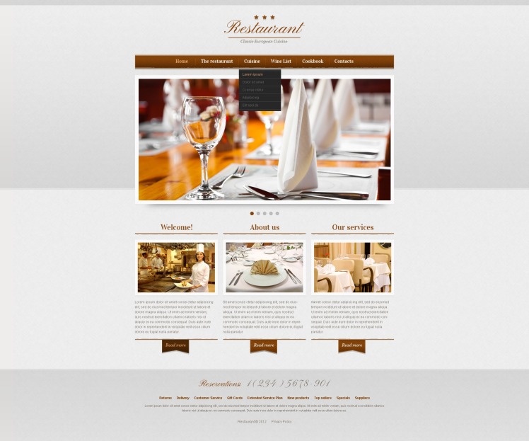 Cafe and Restaurant Responsive Website Template #41288