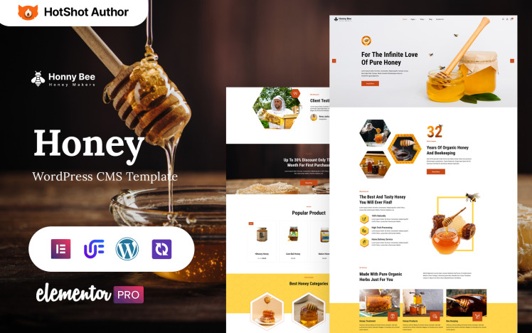 Honnybee - Honey Store And Honey Farm WordPress Elementor Theme #413704