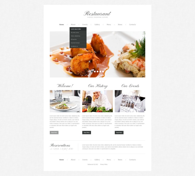 Cafe and Restaurant Responsive Website Template #41404