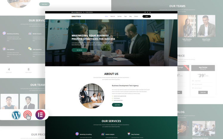 Directtech - Digital Services Agency Elementor WordPress Theme #421594