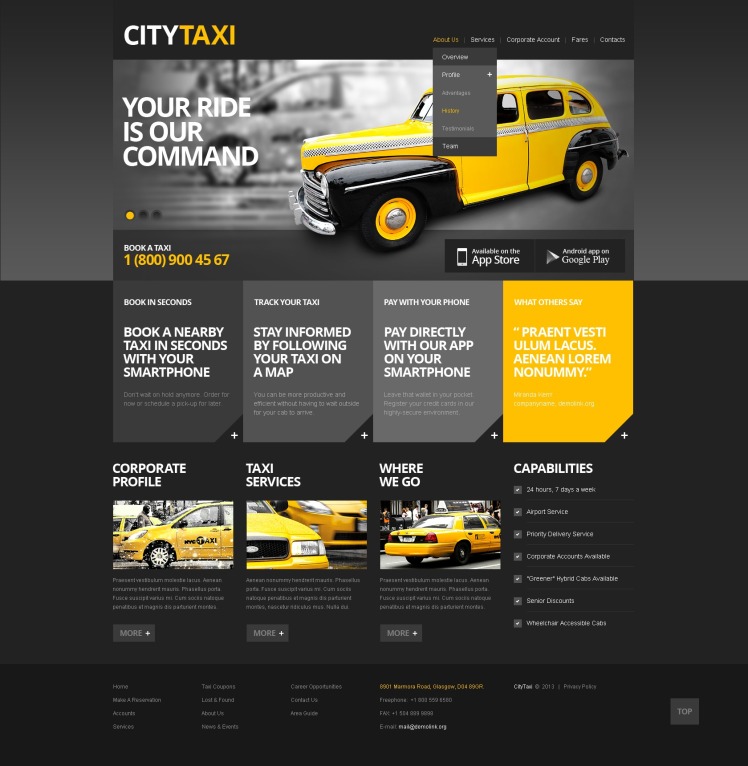 Taxi Website Template #42804