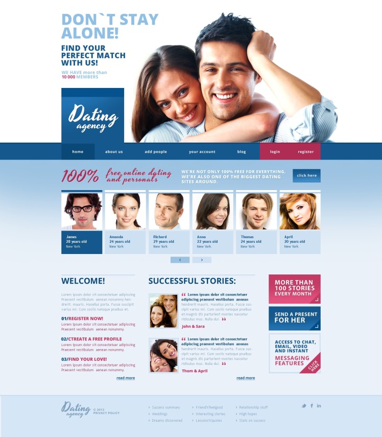Dating Responsive Website Template #43380