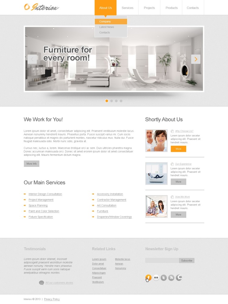 Interior Design Responsive Website Template #43489