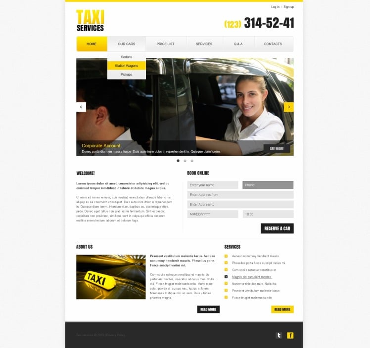 Taxi Responsive Website Template #44004