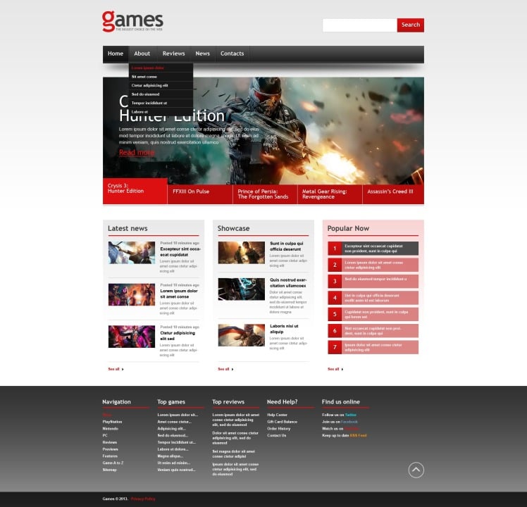 Games Responsive Website Template #44332