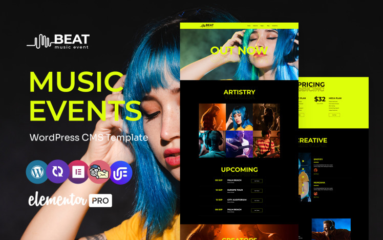 Beat - Music Events Multipurpose WordPress Elementor Theme #446292