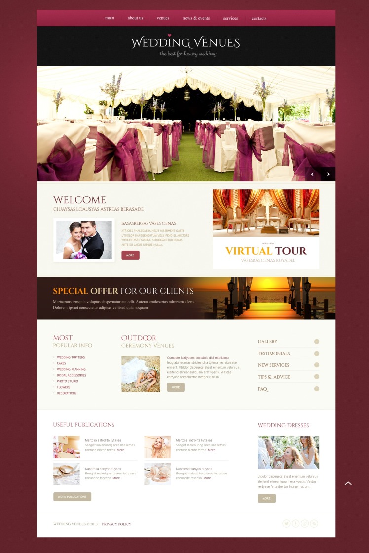 Wedding Venues Responsive Website Template #44755