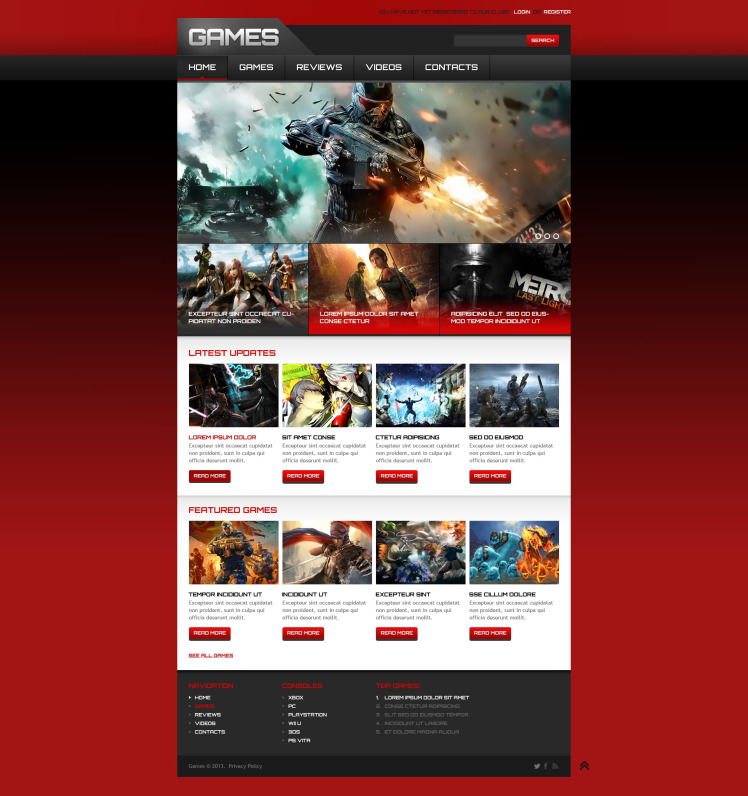 Games Responsive Website Template #45246