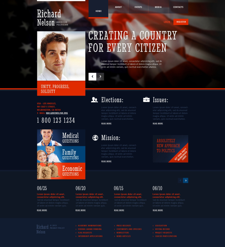 Political Candidate Responsive Website Template #45312
